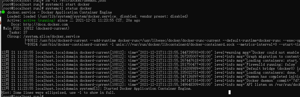 Docker容器启动出现 Failed to start Docker Application Container Engine 的解决办法_failed to start the ...