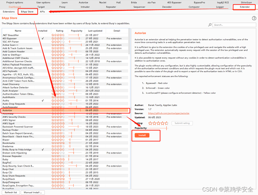 批量越权未授权测试（Burpsuite Autorize插件）_burp越权插件-CSDN博客