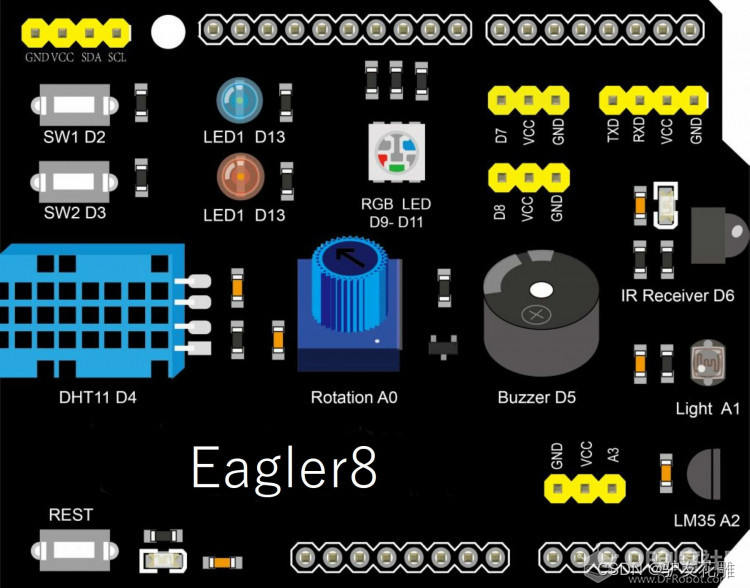 【雕爷学编程】arduino动手做（212） 9合1 扩展板完成arduino的10类实验之板载端口与功能模块 Csdn博客