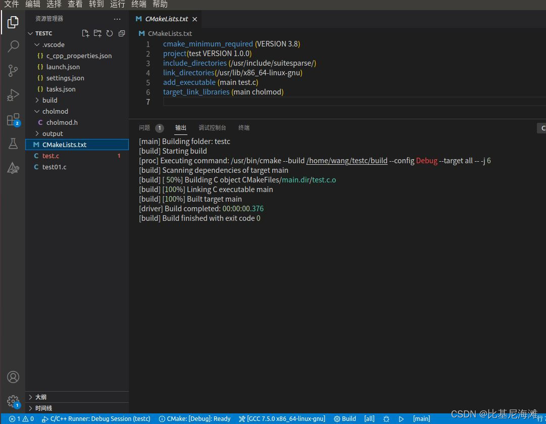 大型稀疏矩阵求解库SuiteSparse的Cholmod模块的配置使用-CSDN博客