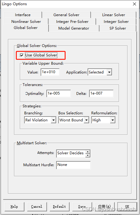 Lingo打开global solver的开关求解非线性问题_如何用lingo求解非线性规划问题的最小值-CSDN博客