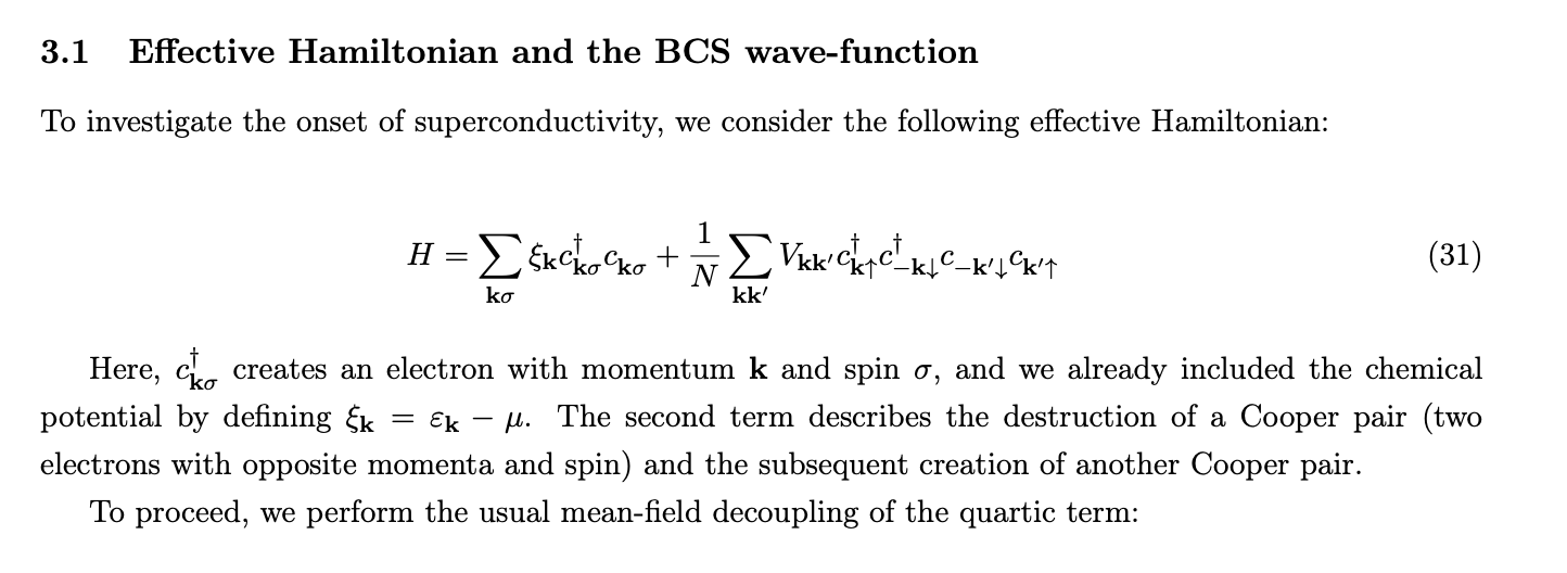 BCS Hamiltonian and BCS wave-function_bogoliubov transformation-CSDN博客