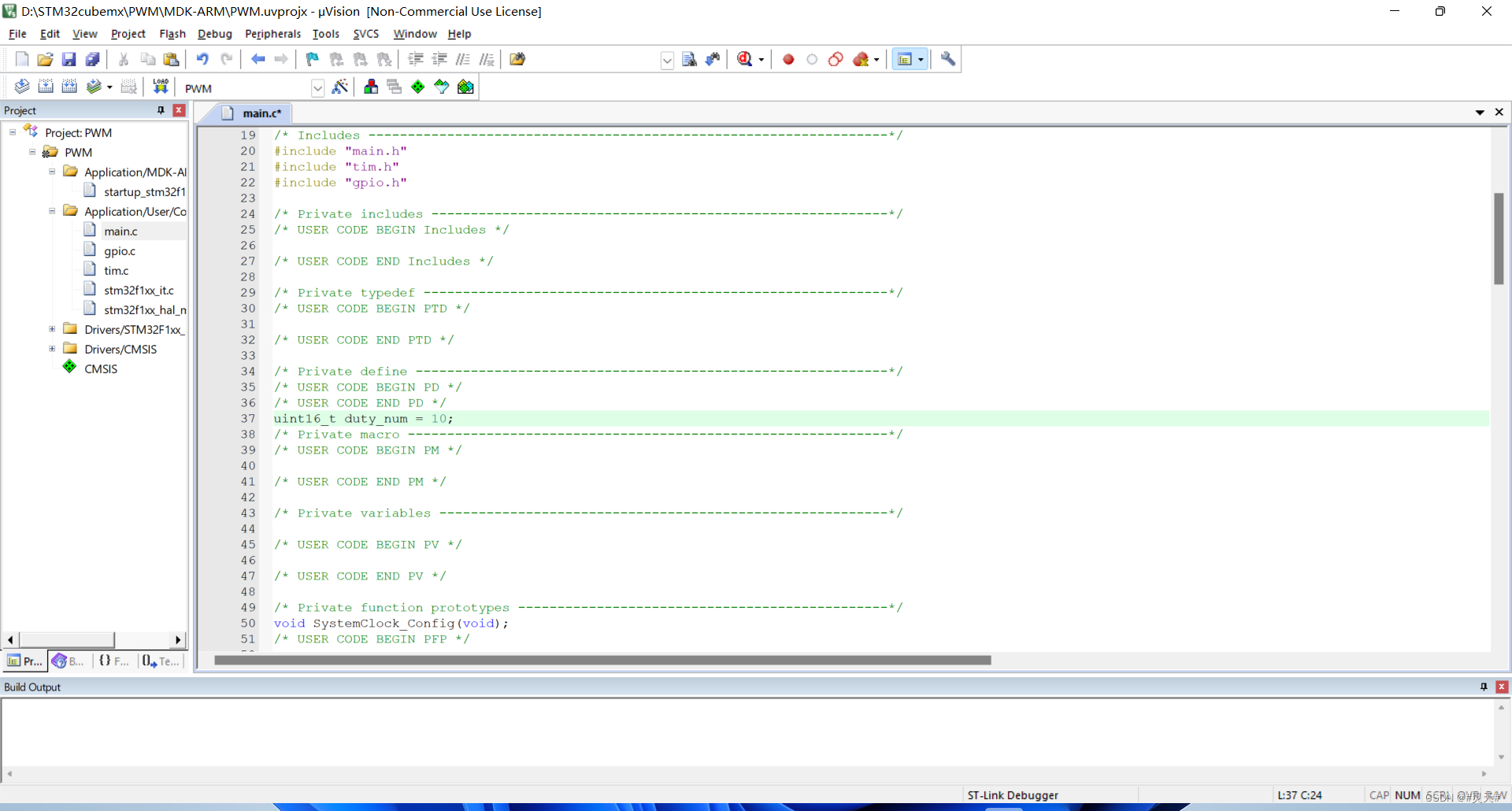 使用STM32输出PWM波形_stm32pwm输出 占空比变化波形-CSDN博客