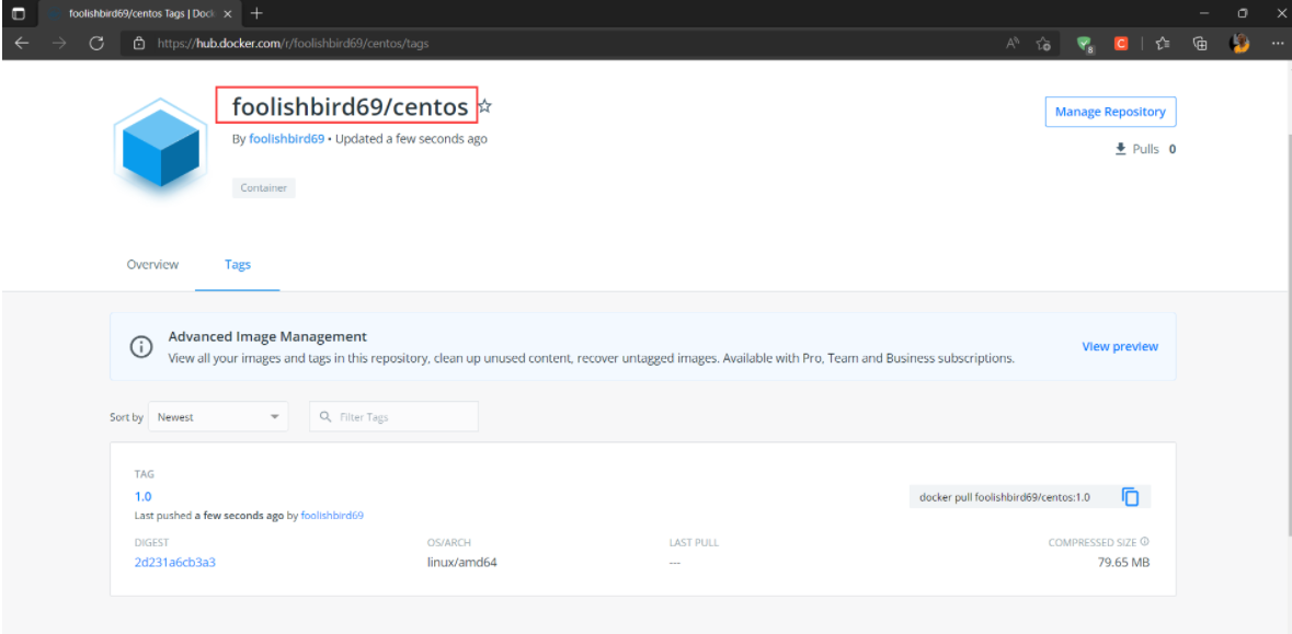 Docker：发布镜像到DockerHub_an image does not exist locally with the tag-CSDN博客