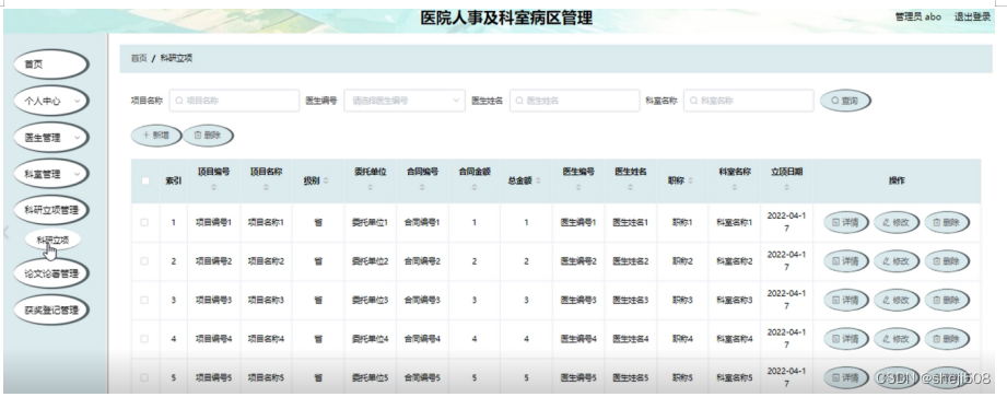 Python Django毕业设计医院人事及科室病区管理（程序lw Csdn博客