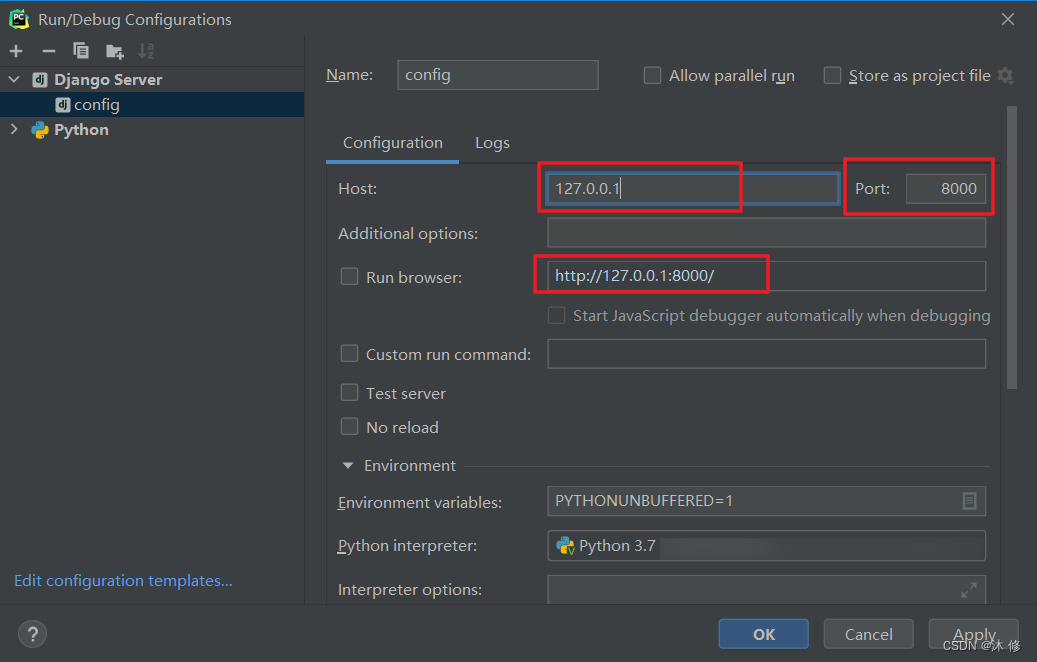 Python点击Pycharm按钮Run的时候出现Type ‘manage.py help ＜subcommand＞‘ for help on ...
