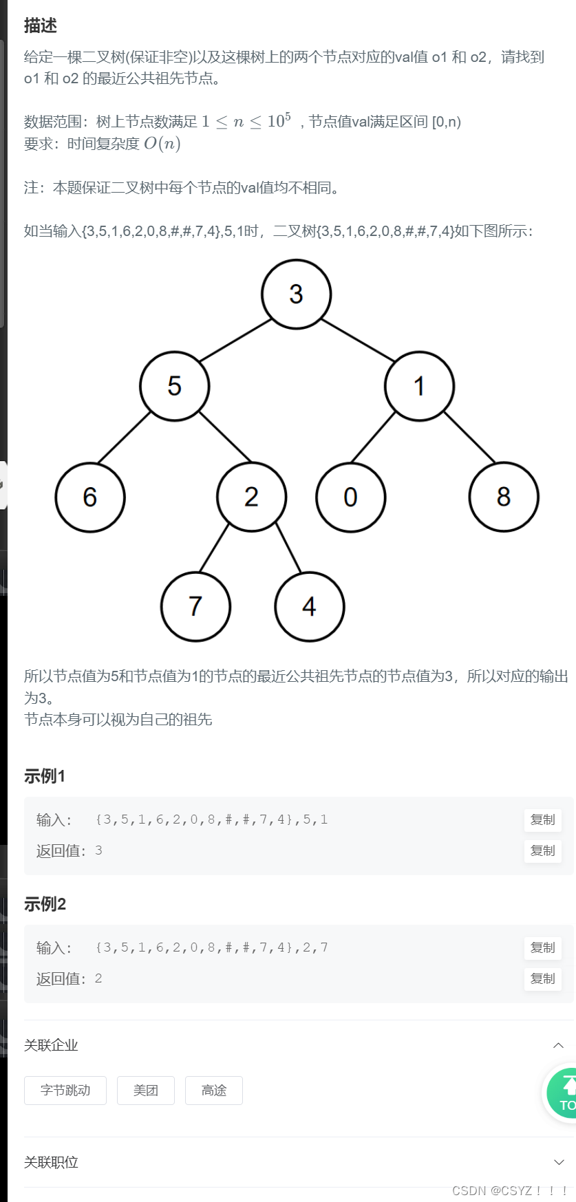Bm38 在二叉树中找到两个节点的最近公共祖先 Csdn博客