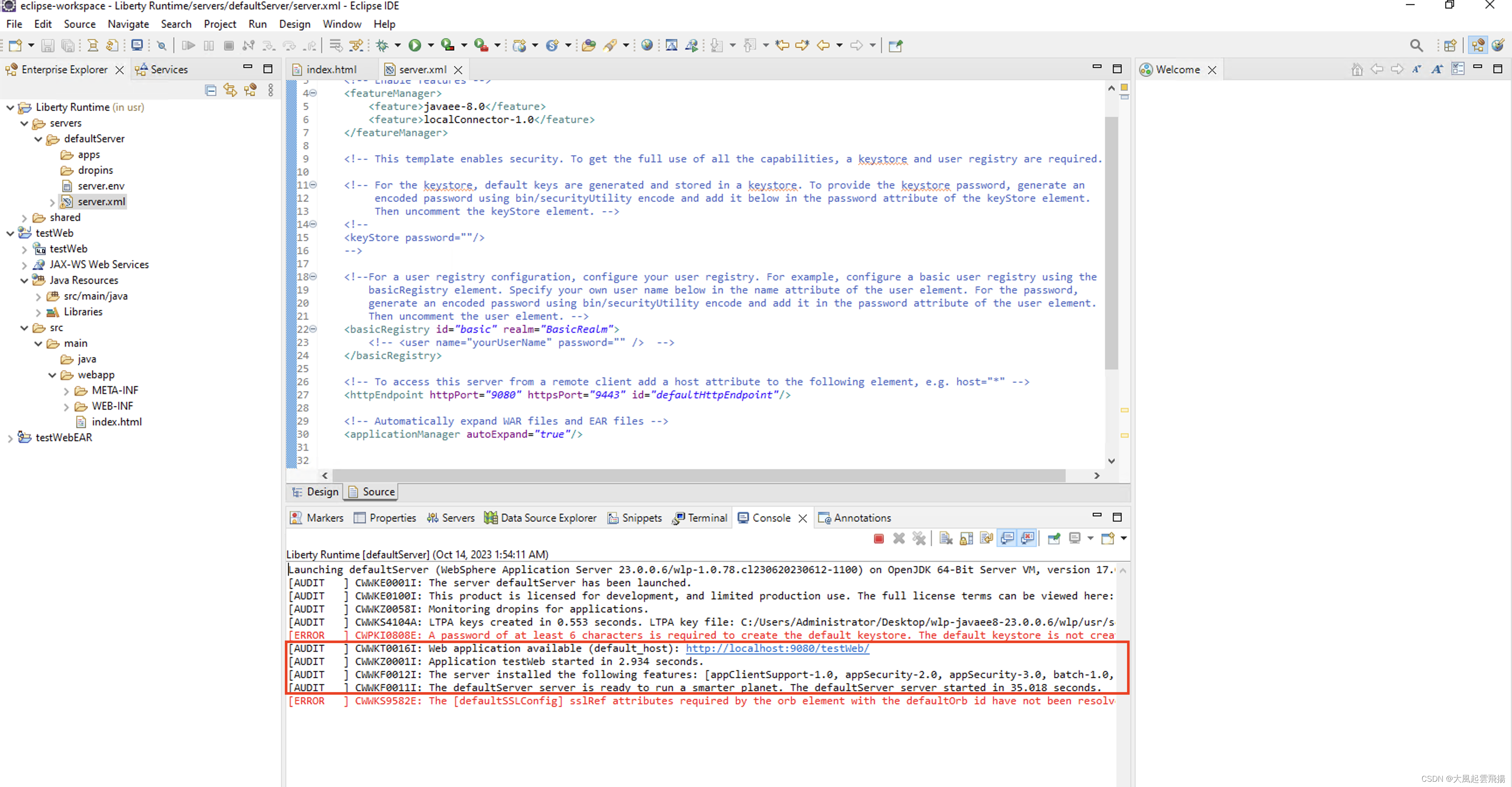 Eclipse 安装配置Open Liberty Server & WebSphere Liberty Server_open liberty ...