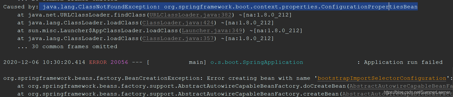 java.lang.ClassNotFoundException: org.springframework.boot.context.properties ...