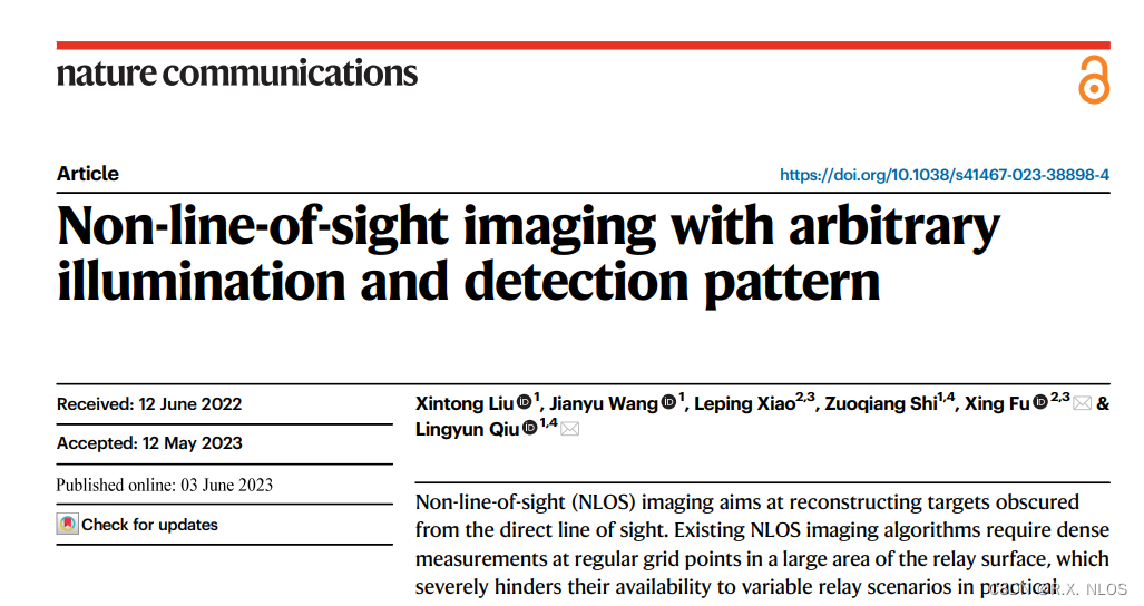 Nature Comm., 2023 | Non-line-of-sight Imaging with Arbitrary Illumination and Detection Pattern ...