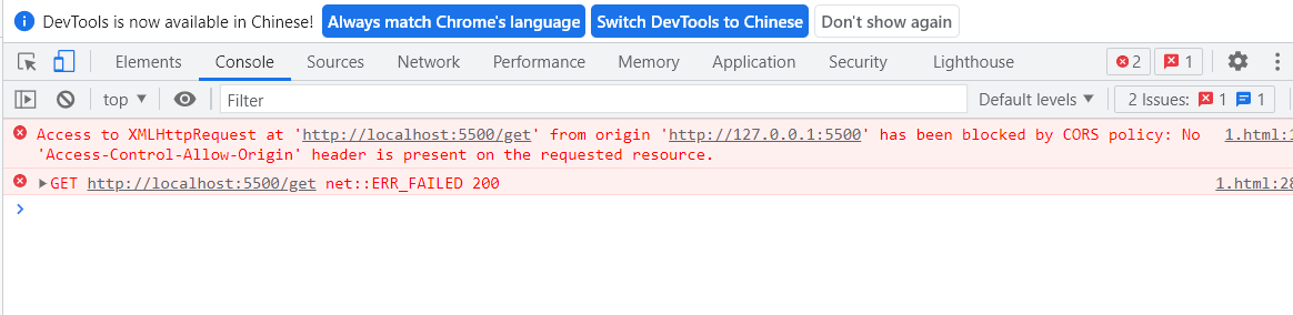 用 cors 解决：Access to XMLHttpRequest at ‘http://localhost:5500/get‘ from blocked by CORS policy 等的 ...