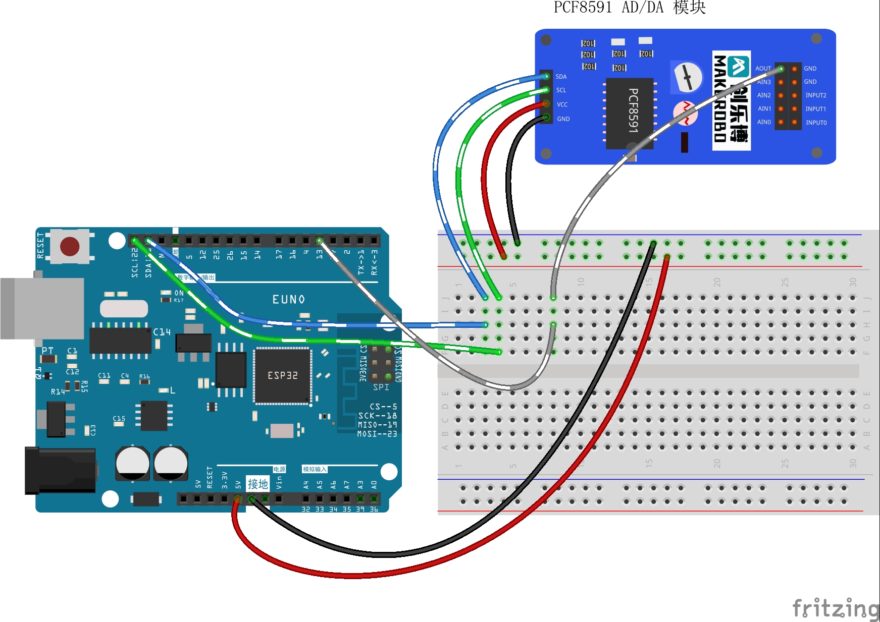 【esp32】10pcf8591数模转换器实验(iic总线wire库)wirerequestfrompcf8591 1 Csdn博客