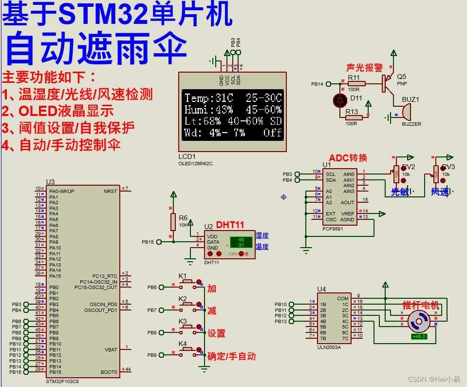 【proteus仿真】【stm32单片机】基于stm32自动遮雨伞基于stm32技术的自动遮雨篷的设计 Csdn博客 