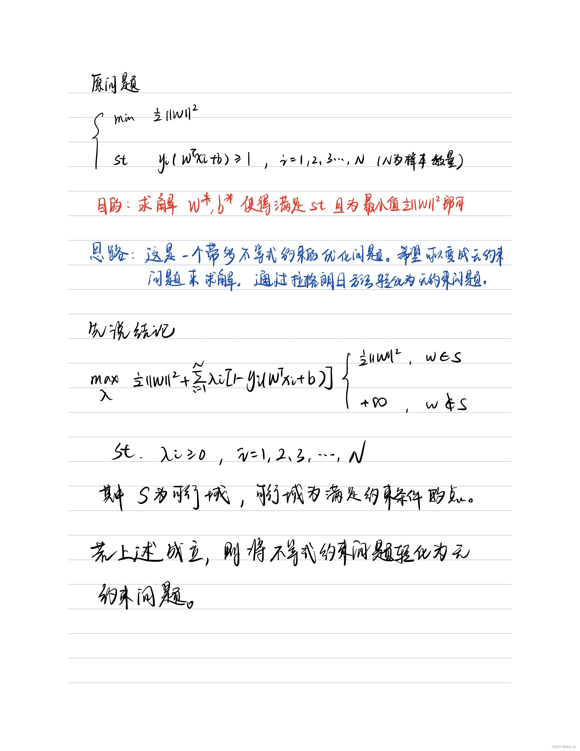 约束优化问题的一阶条件（kkt条件）、互补松弛条件、拉格朗日对偶问题、svm Csdn博客