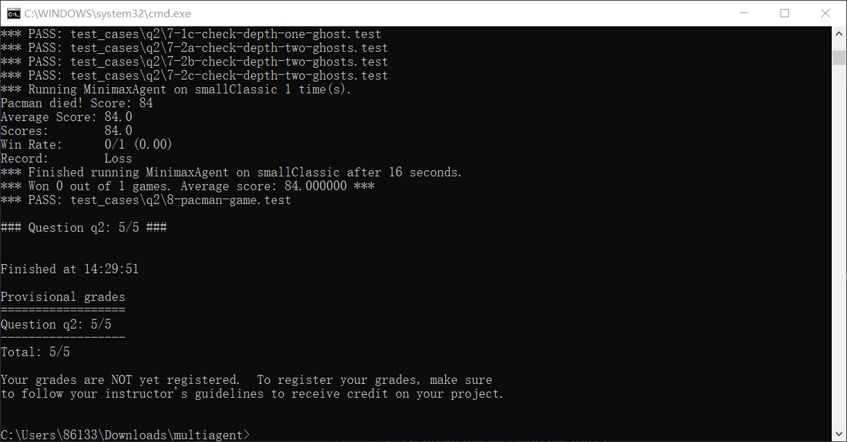 【人工智能】UC Berkeley 2021春季 CS188 Project 2: Multi-Agent Search Pacman吃豆人游戏_cs 188 pacman-CSDN博客