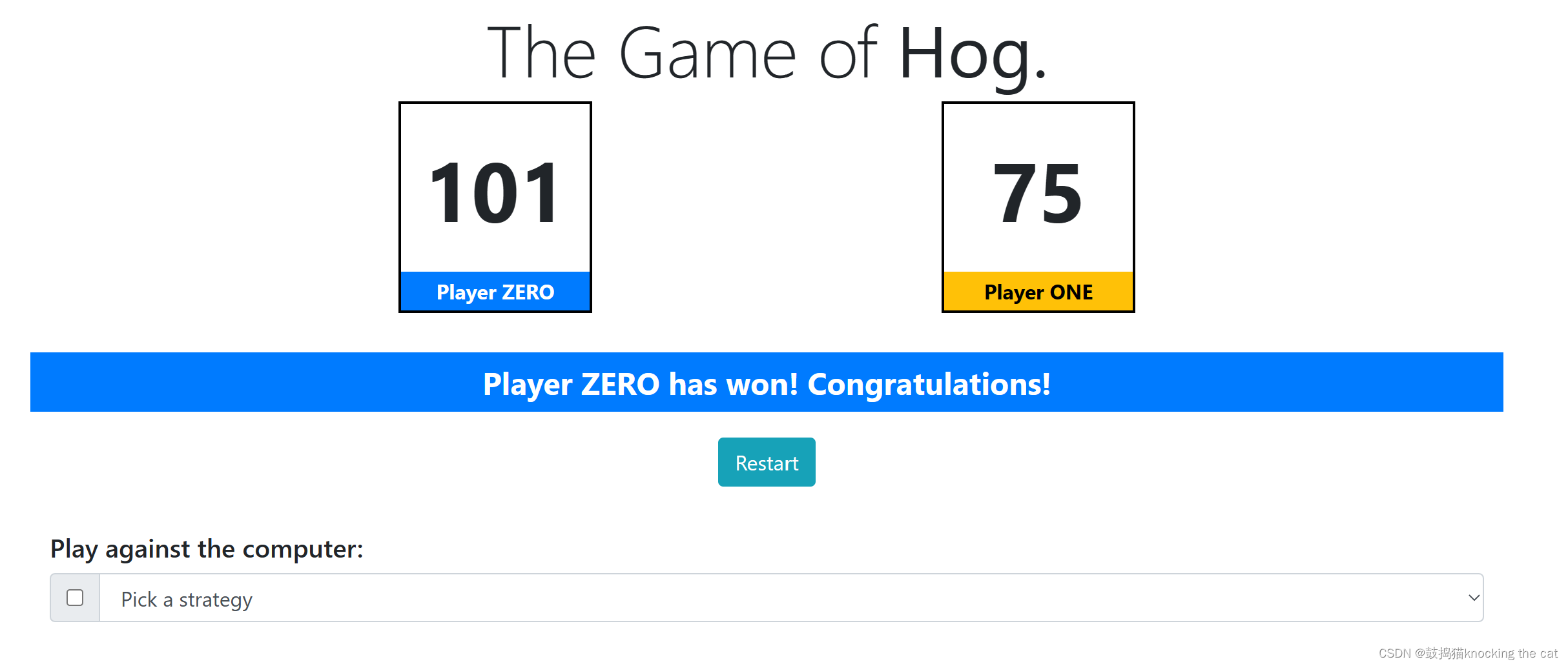Cs61a 课程 Project1 The Game Of Hogcs61a Hog Csdn博客 