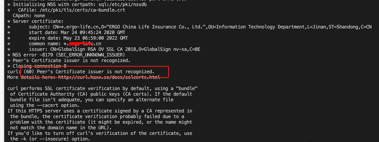 curl: (60) Peer‘s Certificate issuer is not recognized_curl: (60) peer's certificate issuer is ...