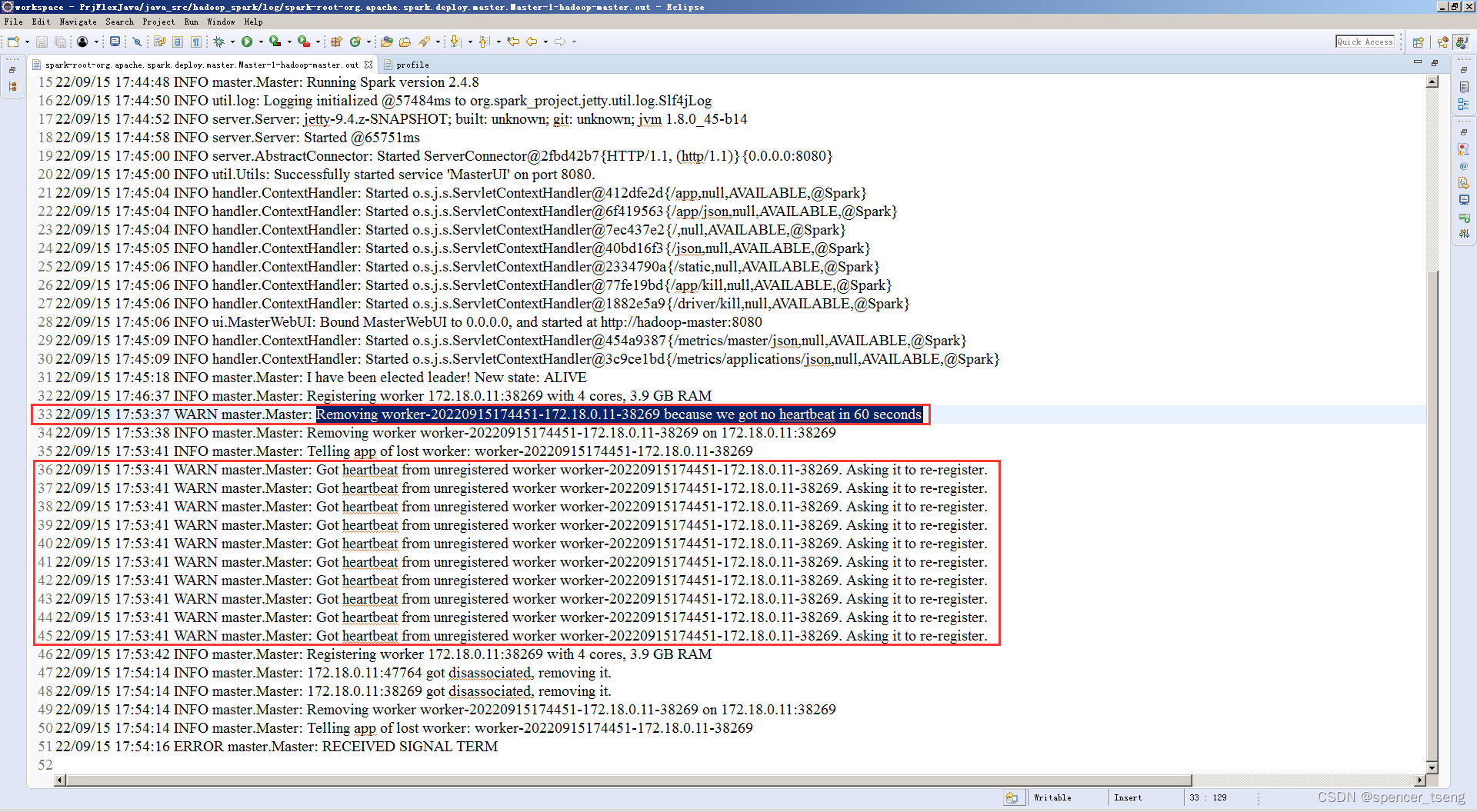 WARN master.Master: Removing worker because we got no heartbeat in 60 seconds-CSDN博客