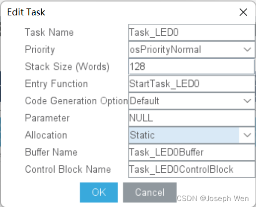 【freertos教程一】stm32 Cubemx——staticdynamictask(静态动态任务)stm32cubemx中freertos 中的 Dynamic 和 Static Csdn博客