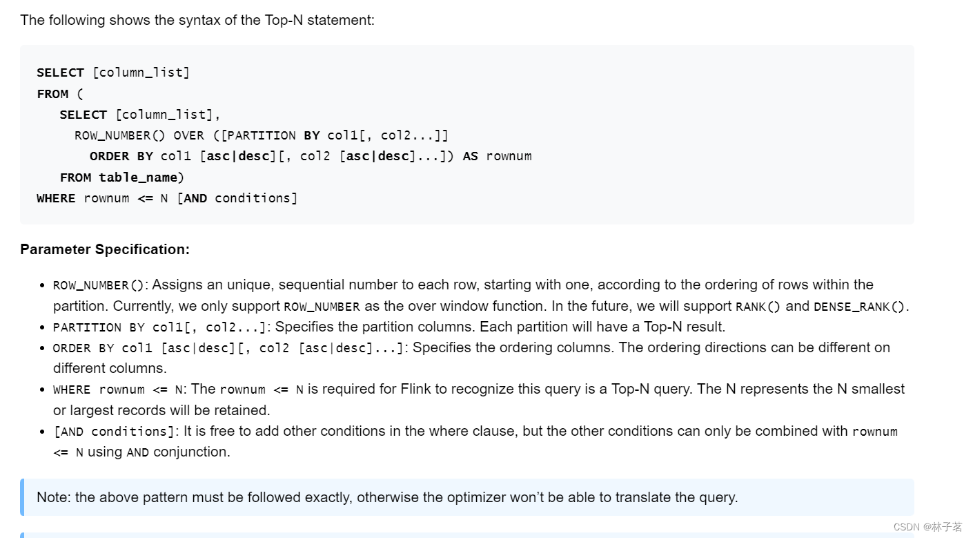 FlinkSQL求TopN时遇到的错误_the window can only be ordered in ascending mode.-CSDN博客