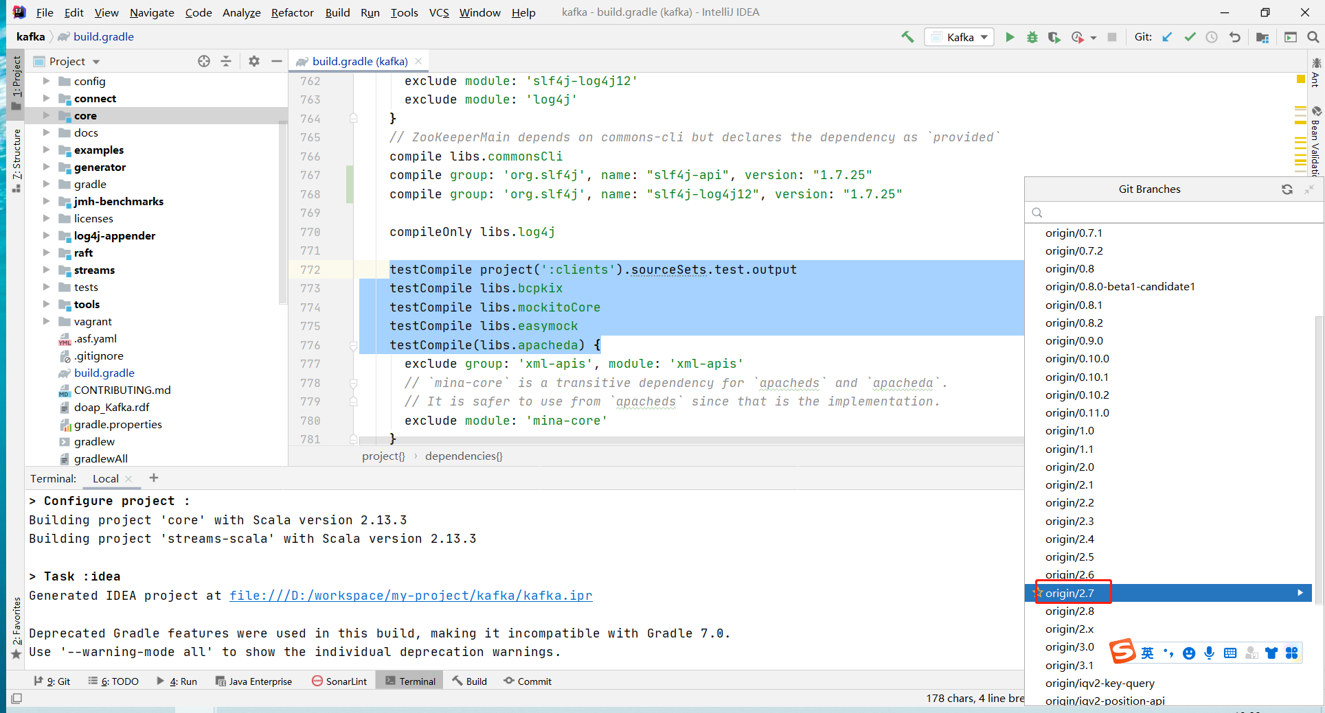 【Kafka学习】Kafka-2.7 源码编译阅读_build cancelled while executing task ':base ...