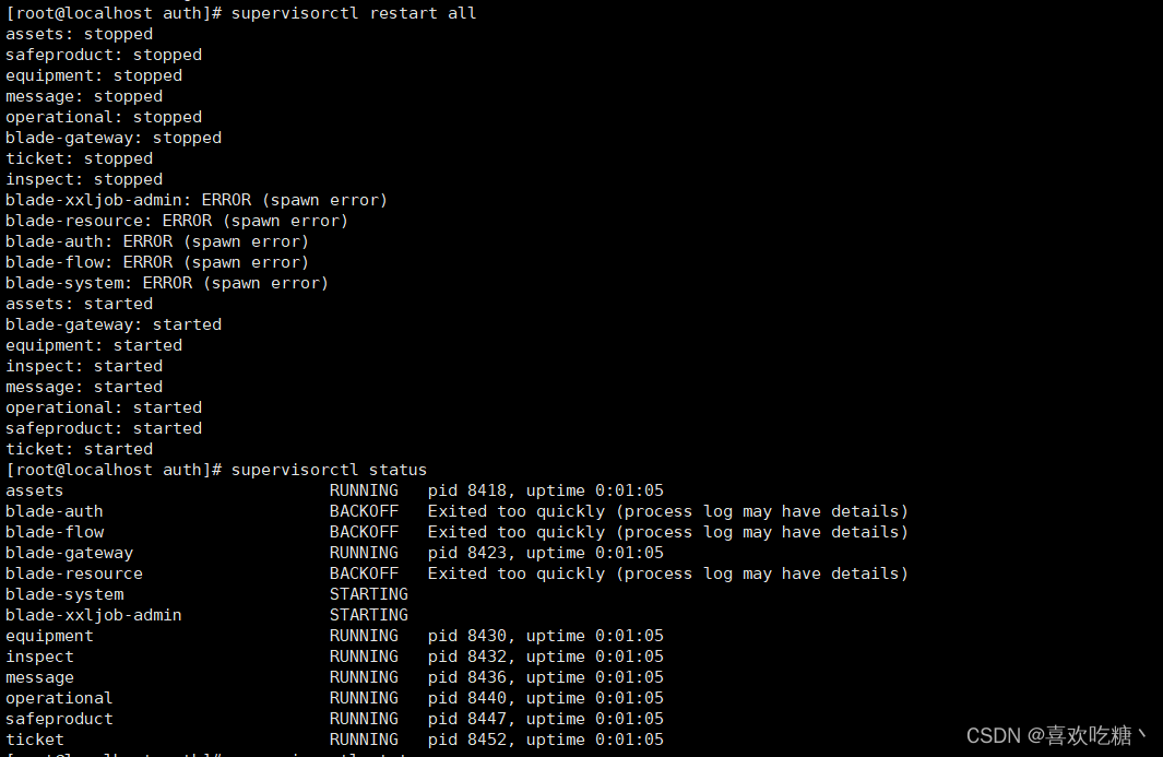 supervisorctl 启动服务报 Exited too quickly (process log may have details)-CSDN博客