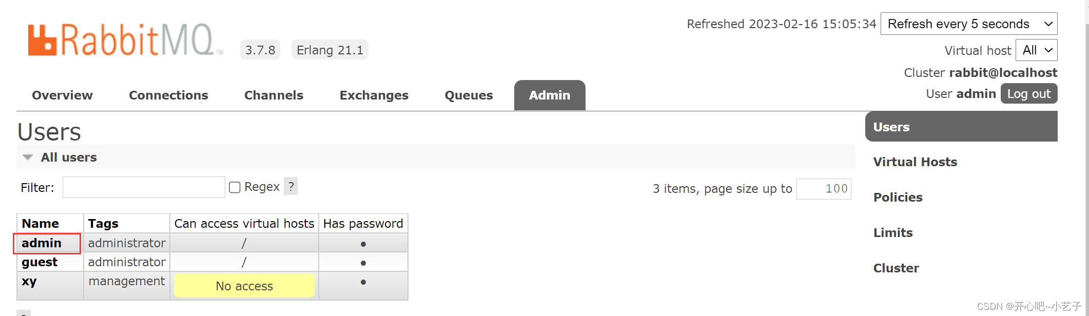 rabbitmq 管理界面添加报错 Access refused_access refused.-CSDN博客