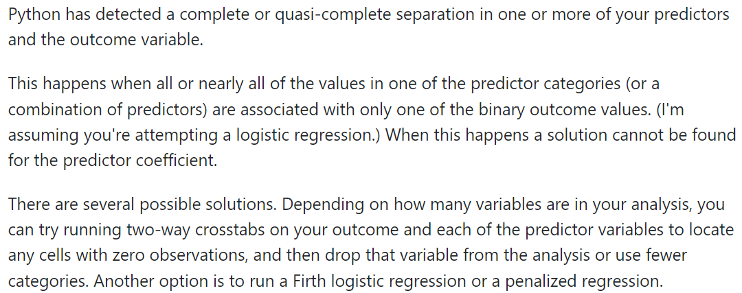 【疑难杂症】PerfectSeparationError: Perfect separation detected, results not ...