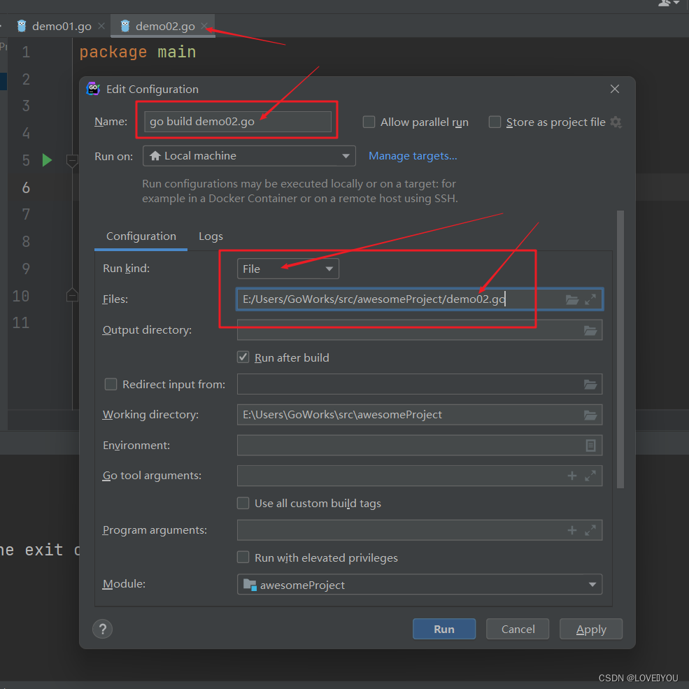 Go语言报错：# awesomeProject .\demo02.go:5:6: main redeclared in this block ...