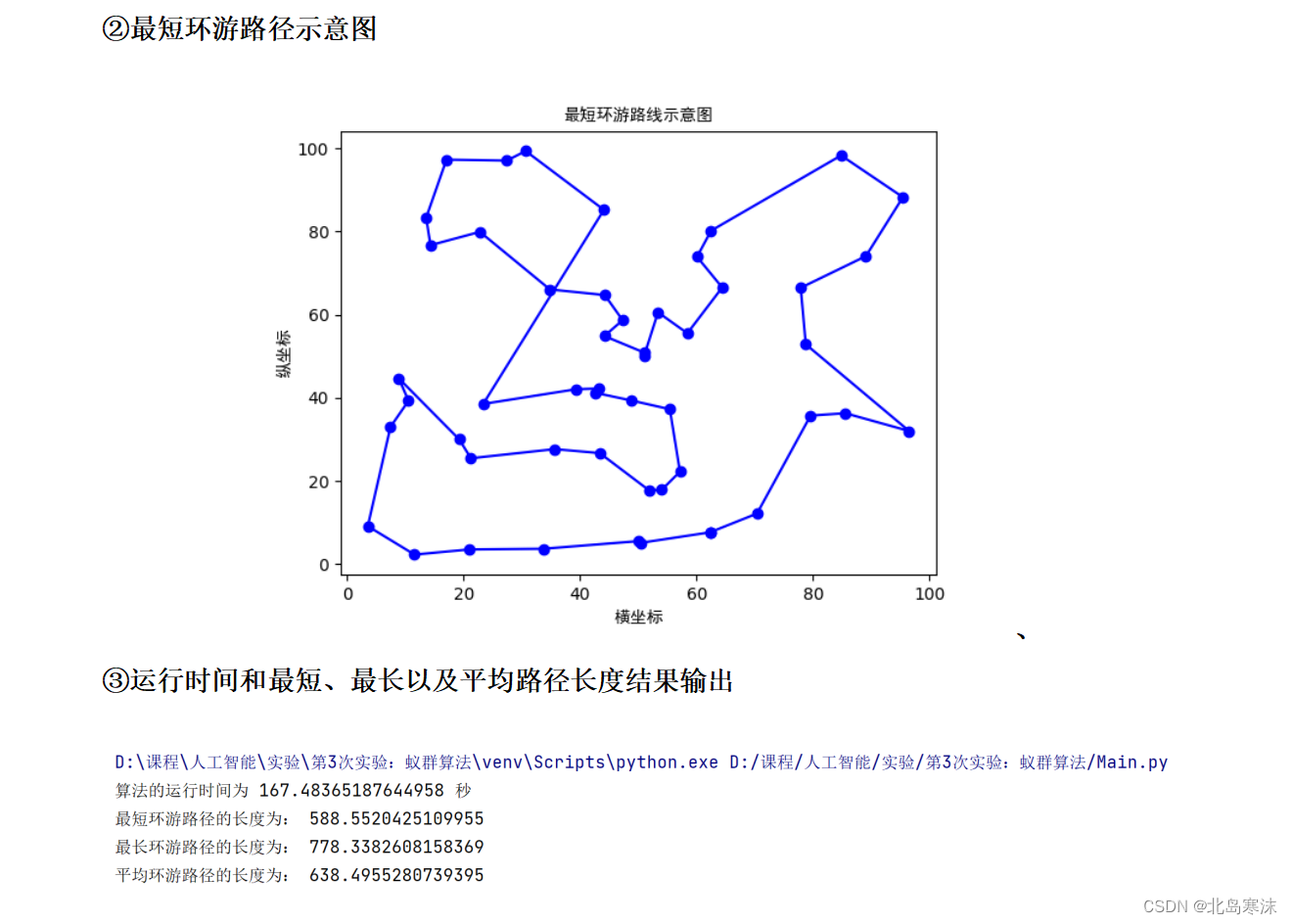 人工智能实验：蚁群算法求解tsp问题（python代码实现，附有详细实验报告地址）tsp问题 蚁群算法代码 Csdn博客 