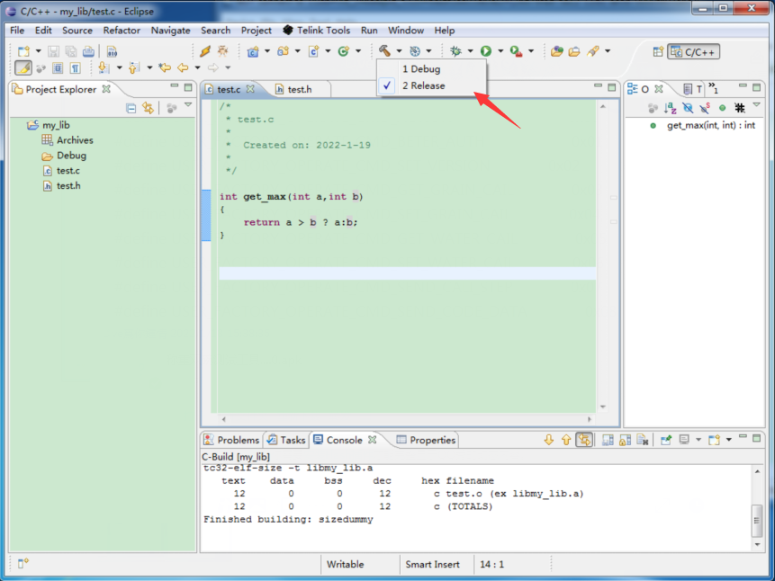 Telink IDE Ta Ling Micro IDE C language static library generation and ...