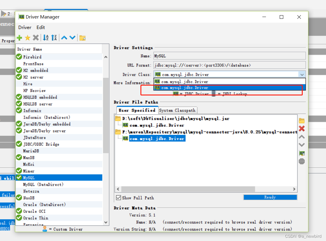 dbvisualizer连接Mysql（8.0版本的）两种错误_an error occurred while establishing the connectio-CSDN博客