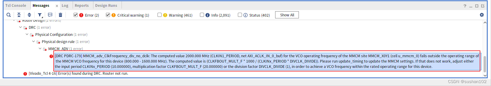 【Xilinx FPGA】 [DRC PDRC-179] MMCM_adv_ClkFrequency_div_no_dclk 错误解决-CSDN博客