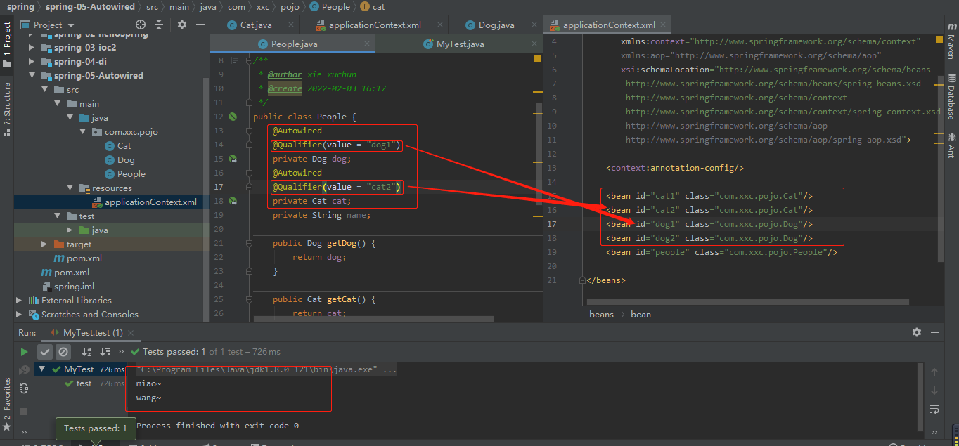 Spring学习笔记（六）。Spring自动装配，按名称自动装配：byName，按类型自动装配：byType，@Autowired，@Qualifier，@Resource_按类型装配和按名称 ...