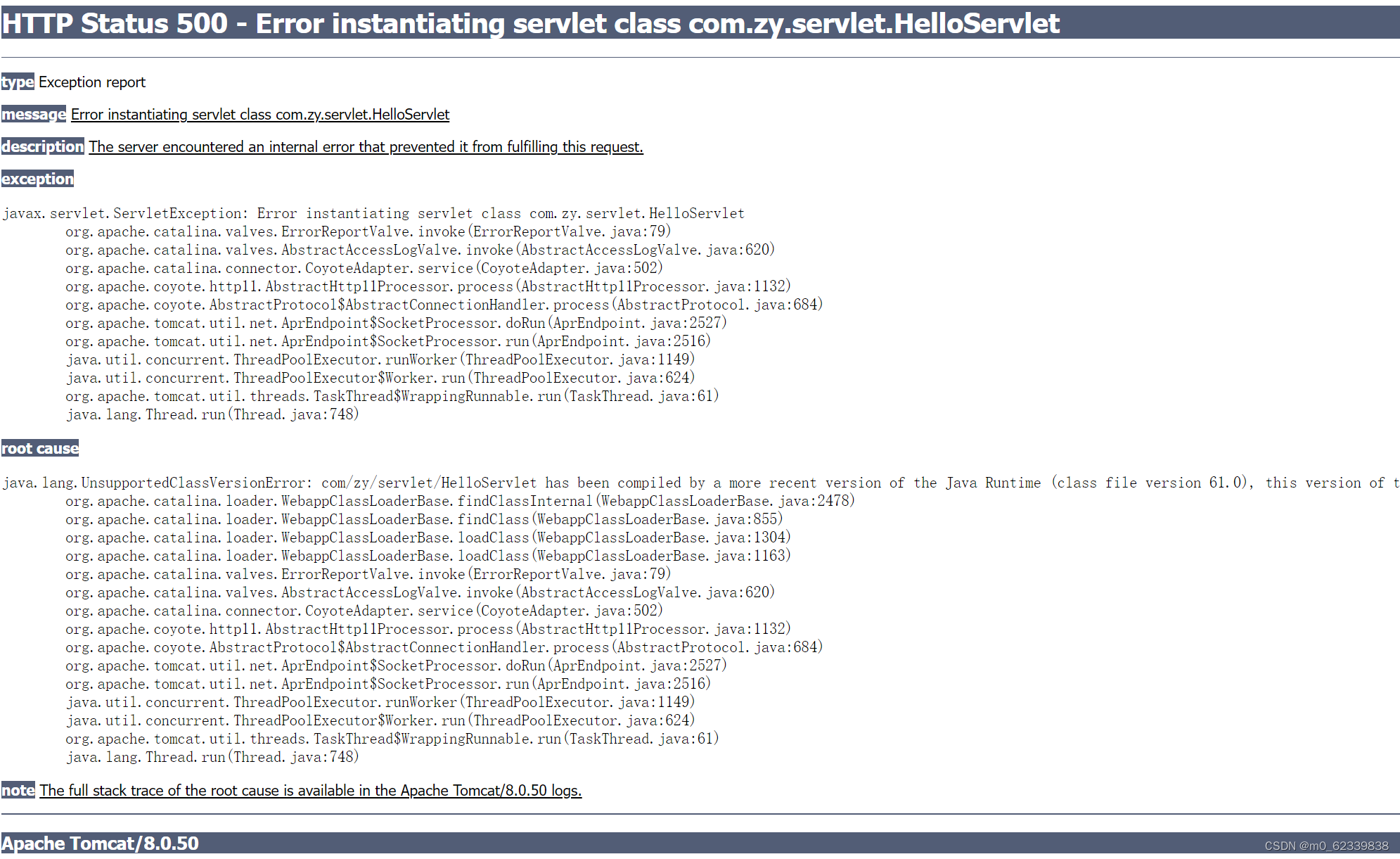  HTTP Status 500 Error Instantiating Servlet Class http Status 