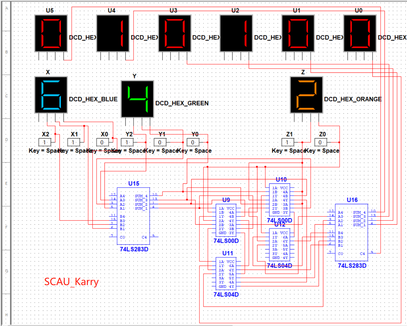 SCAU华南农业大学-数电实验-用74LS283实现2*4乘法器_简易计算器283实验报告数电-CSDN博客