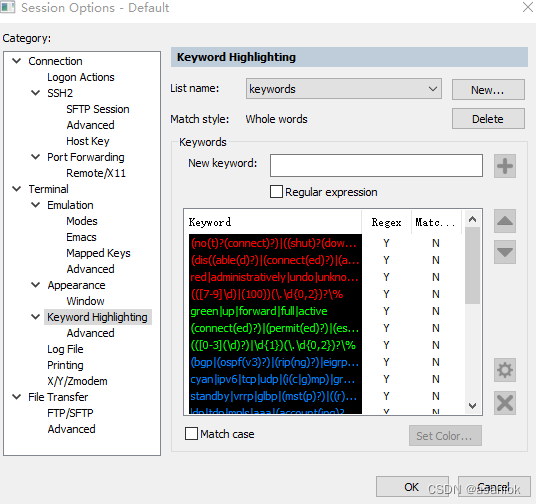 SecureCRT9.3 关键字颜色高亮配置方法（CCNA，CCNP，CCIE）_securecrt关键字颜色设置-CSDN博客