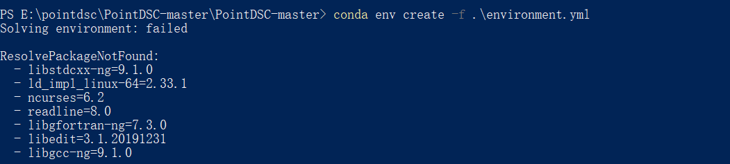 conda根据yml创建环境报错：ResolvePackageNotFound_resolvepackagenotfound: - scipy=1.11.0-CSDN博客
