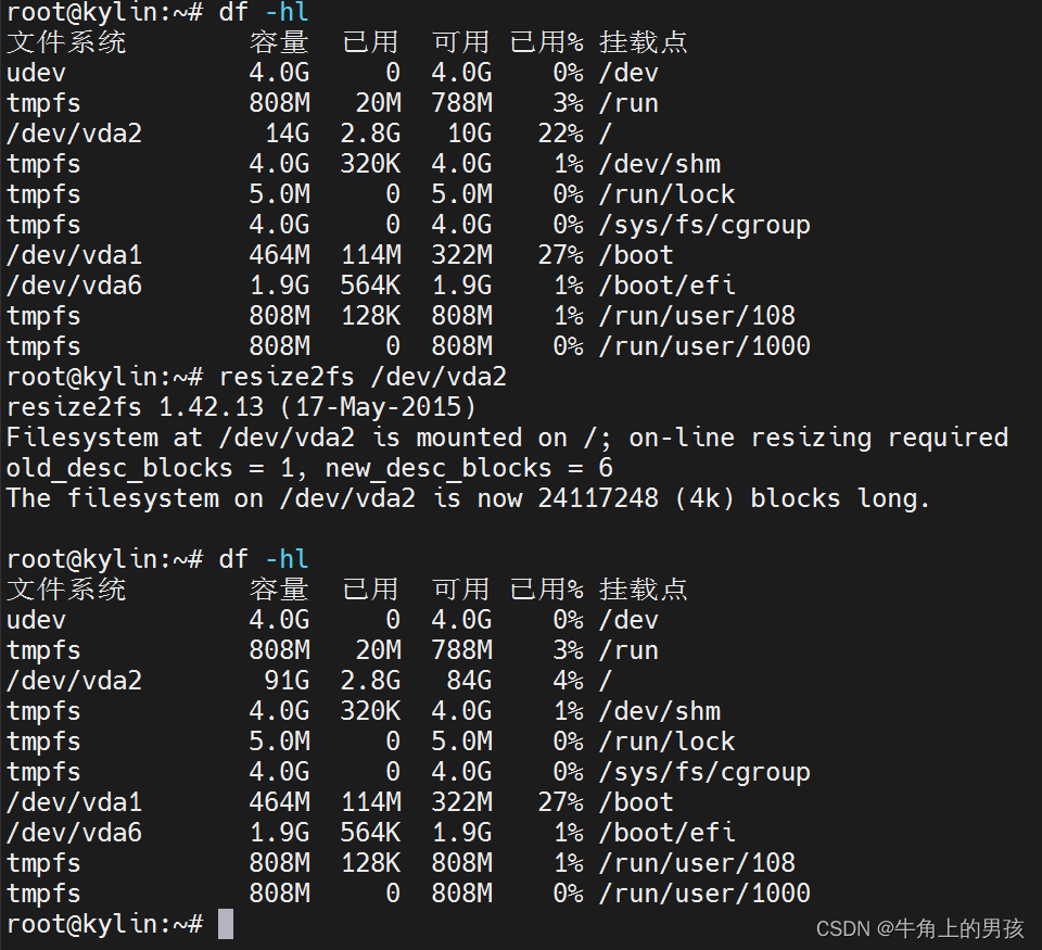 Kylin ext3/4 xfs手动扩容根分区_kylin-server-v10.gfb-release-2204-build03.arm64 ...