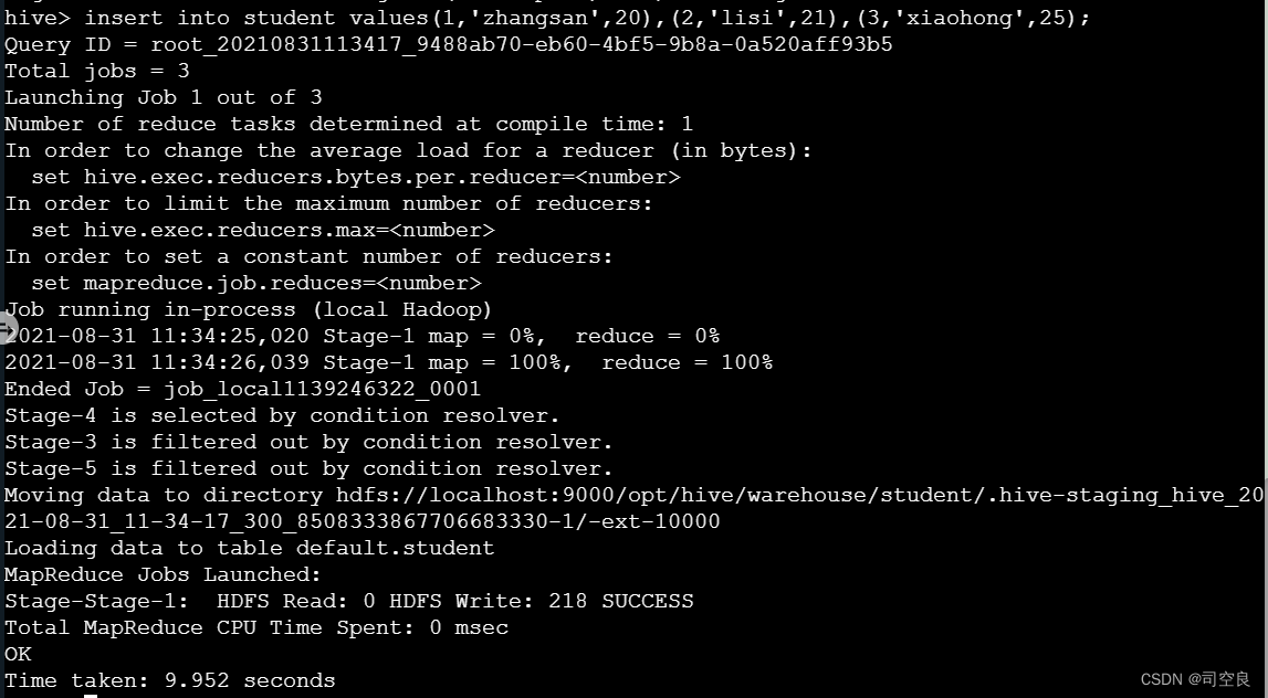 Hive的安装、配置与Shell入门操作_授权用户bee拥有数据库实例hivedb的所有权限;-CSDN博客