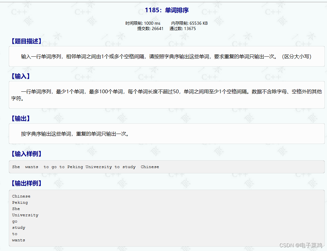 单词排序(stringstream字符串分割)andand 统计字符数(ascii码与字符转换)stringstream Sssentence
