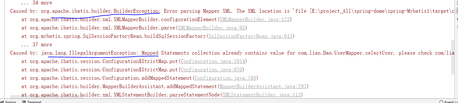 java.lang.IllegalArgumentException: Mapped Statements collection already contains value for ...