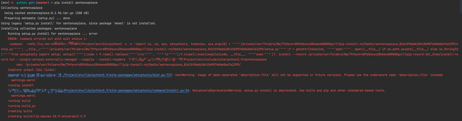 Python-installation sentencepiece exception - Programmer Sought