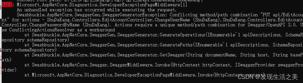 Netwebapi项目启动调试后swagger报错:fetch Errorinternal Server Error Localhost5190swaggerv1