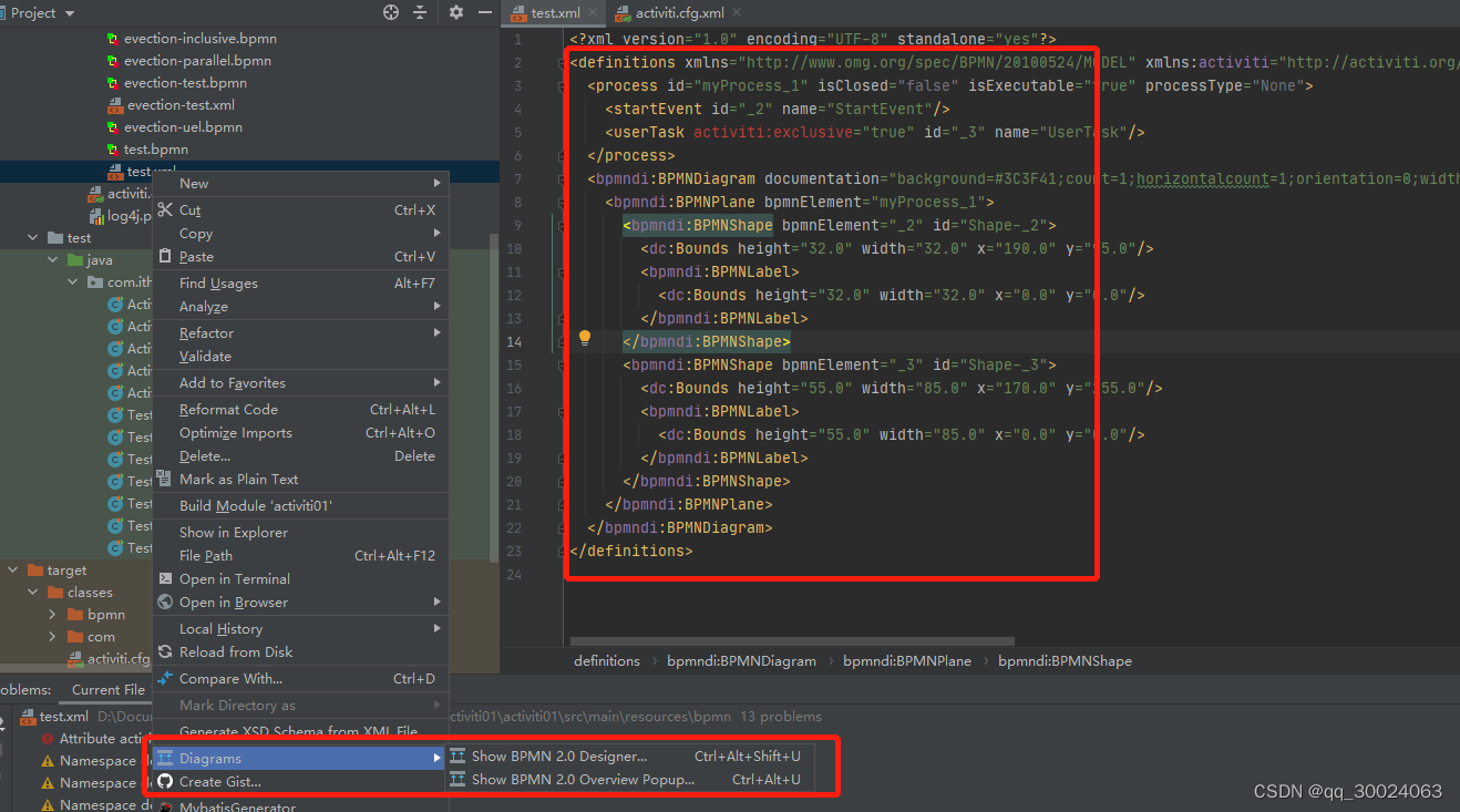 idea bpmn文件改名xml后文件报红Element definitions must be declared-CSDN博客