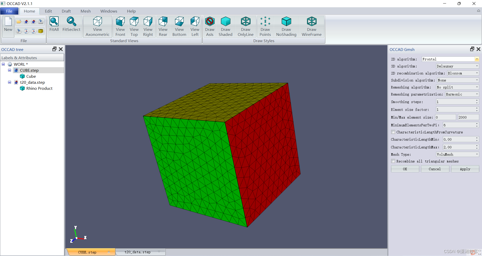 初探基于OSG+OCC的CAD之GMSH体网格划分与显示_gmsh网格划分使用手册-CSDN博客