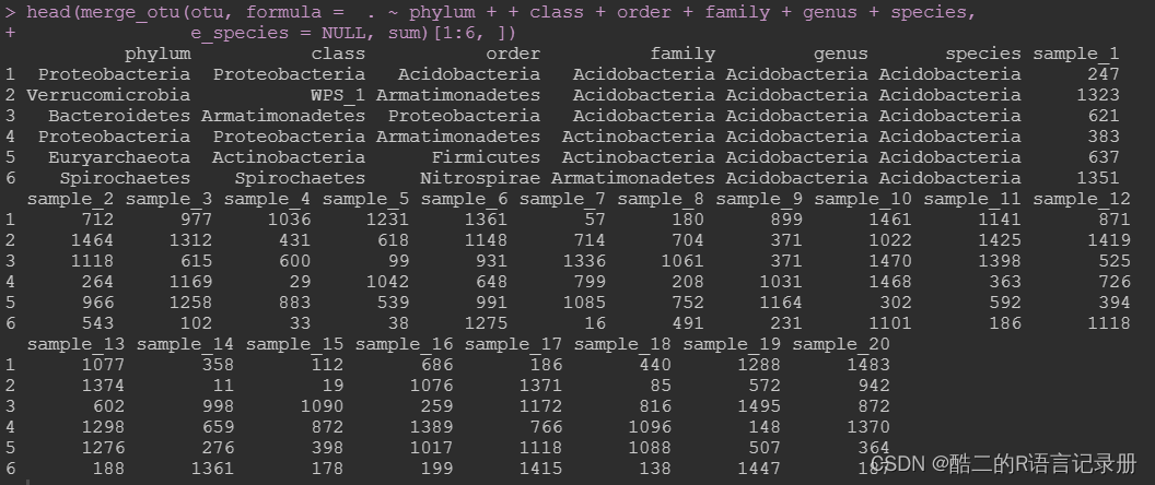 R语言计算并合并各物种的OTU数量_几个样本的otu数据能直接相加嘛-CSDN博客