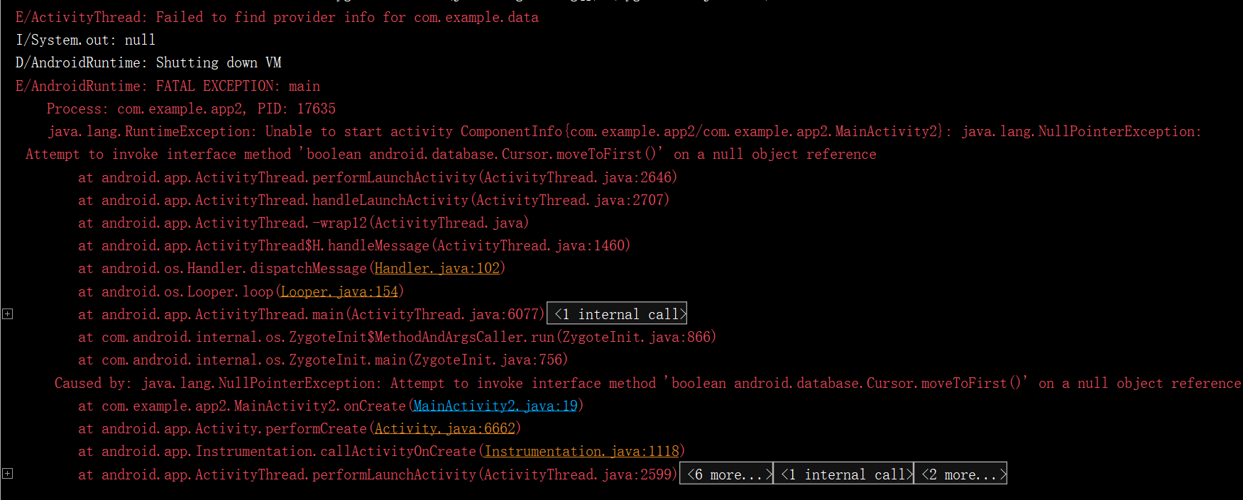 使用android的ContentProvider进行数据共享报错E/ActivityThread: Failed to find provider info for com.example ...