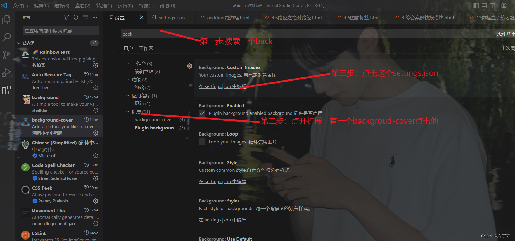 Vscode新手插件_backgroundcover.imagepath-CSDN博客